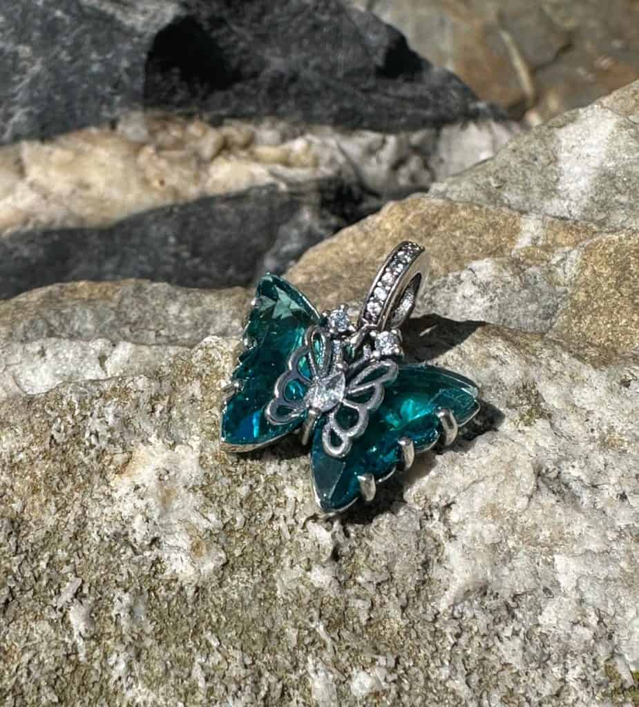 Vlinder bedel met murano glas | 925 Sterling Zilver