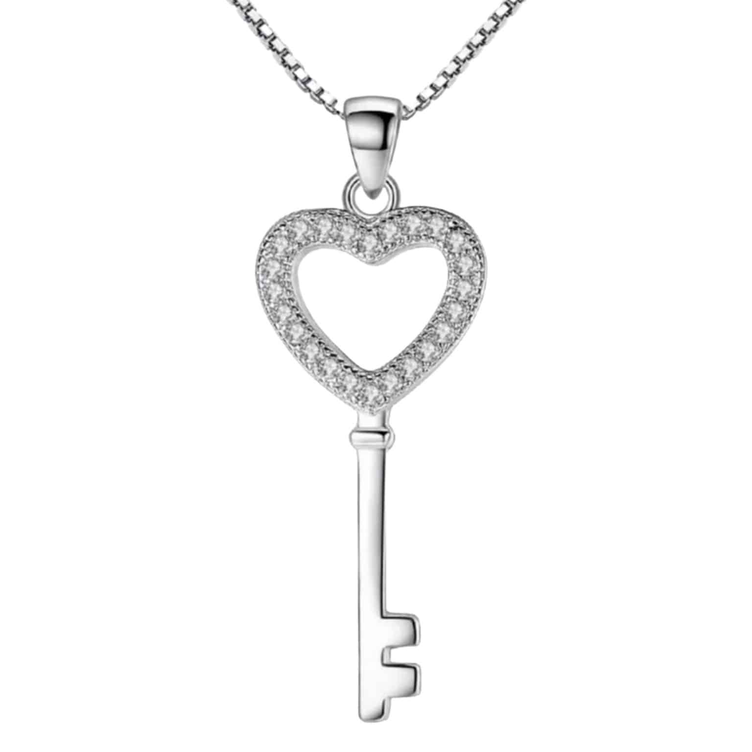 Sleutel ketting hartje | 45 cm | 925 Sterling Zilver