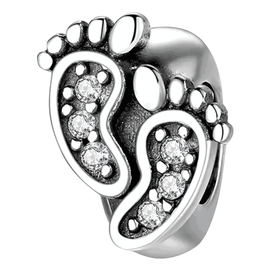 Baby Spacer babyvoetjes | Geboorte bedels in 925 Zilver